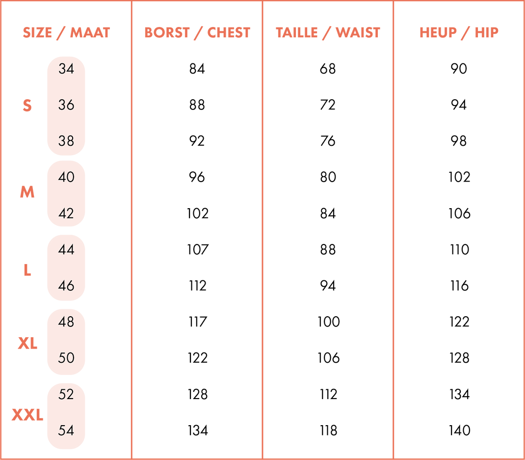Size chart NEW – Accent Fashion